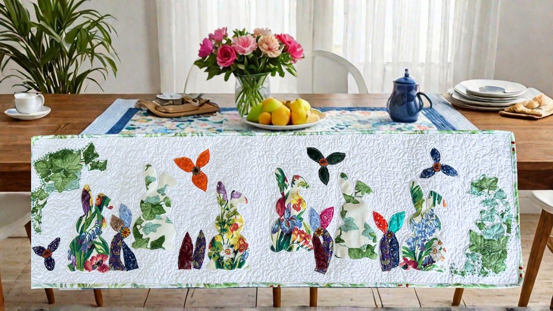 Easter Bunny Quilted Table Runner Pattern: Spring Decor (PDF Download ...