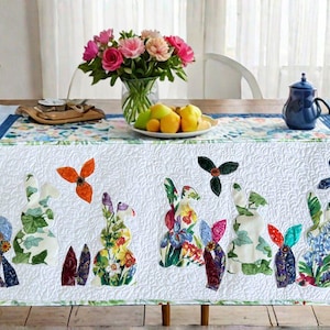 Easter Bunny Table Runner Pattern – PDF Sewing Quilt Tutorial – Spring ...