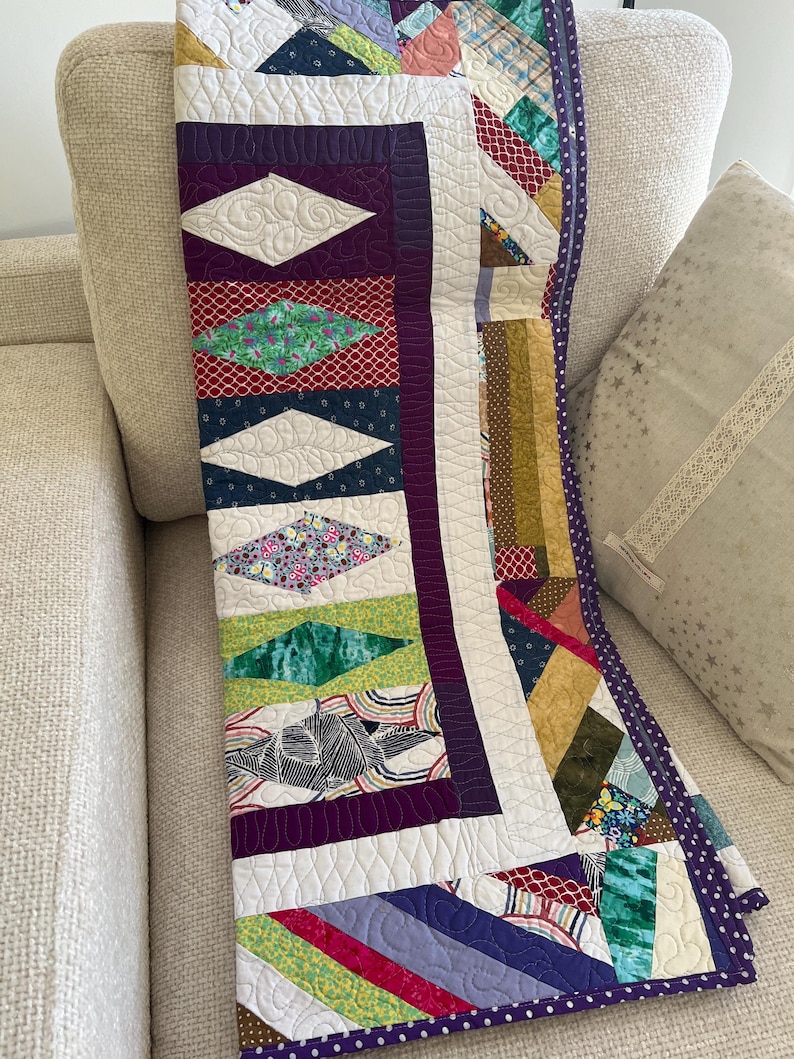 Handmade Diamond Patchwork Quilt: Modern Farmhouse Sofa Throw - Etsy