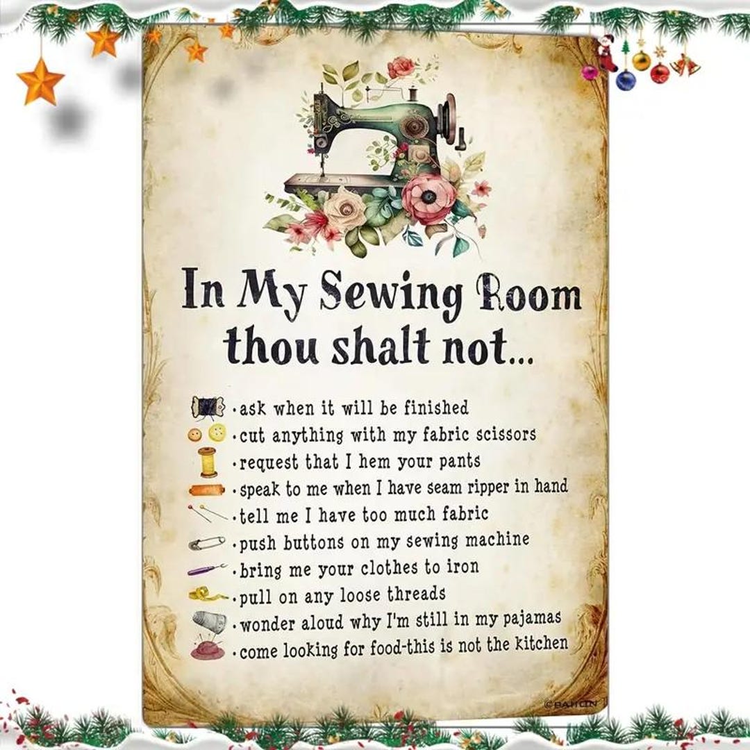 Vintage Sewing Room Metal Sign: Quilting Decor Art - Etsy