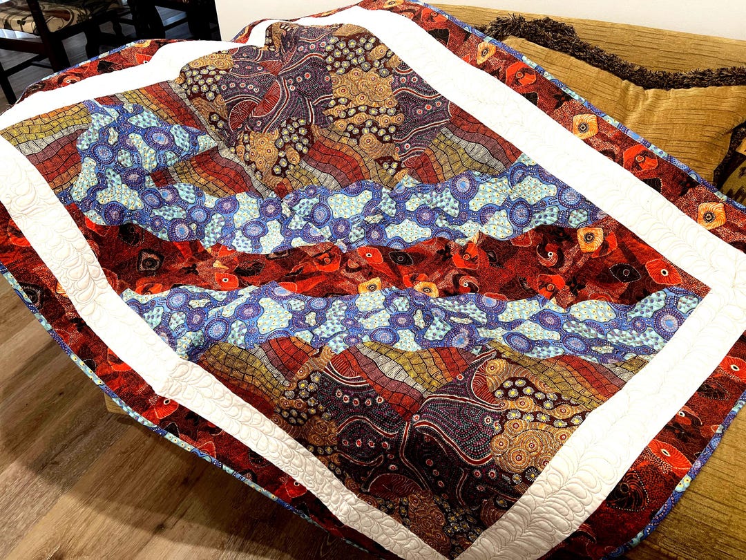 Aboriginal Authentic Handmade Quilt Indigenous Art Storytelling Throw ...