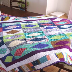 Diamond Patchwork Quilt Handmade Sofa Throw Cozy Geometric Quilt Modern ...