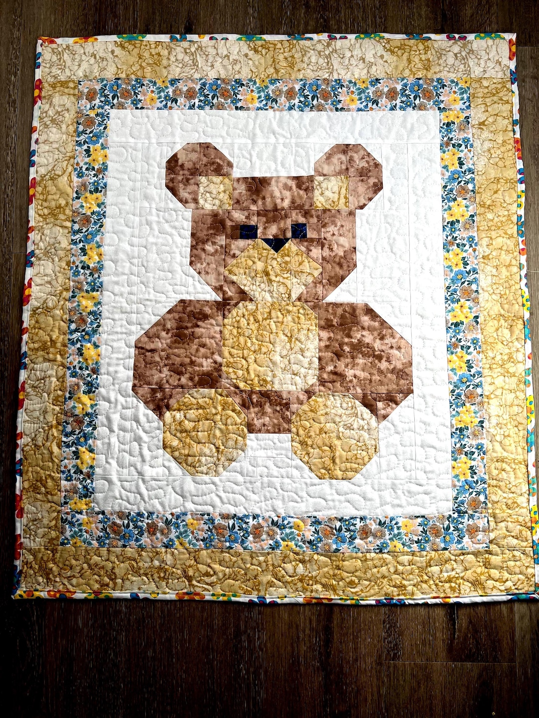 Teddy Bear Baby Quilt Pattern: Beginner-friendly Patchwork (PDF ...