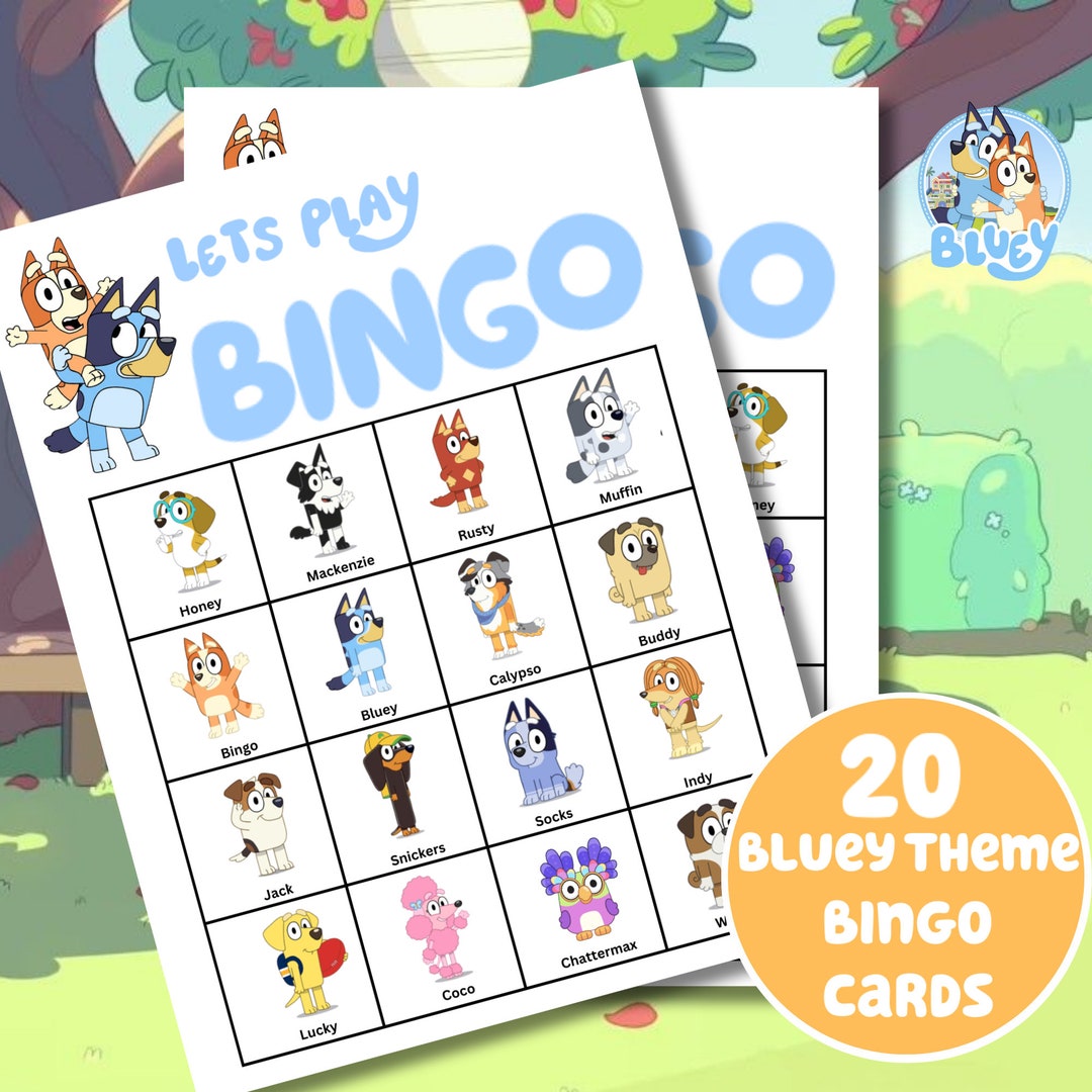 Bluey Bingo, Bluey Birthday Bingo, Instant Download, Bluey Theme Bingo ...