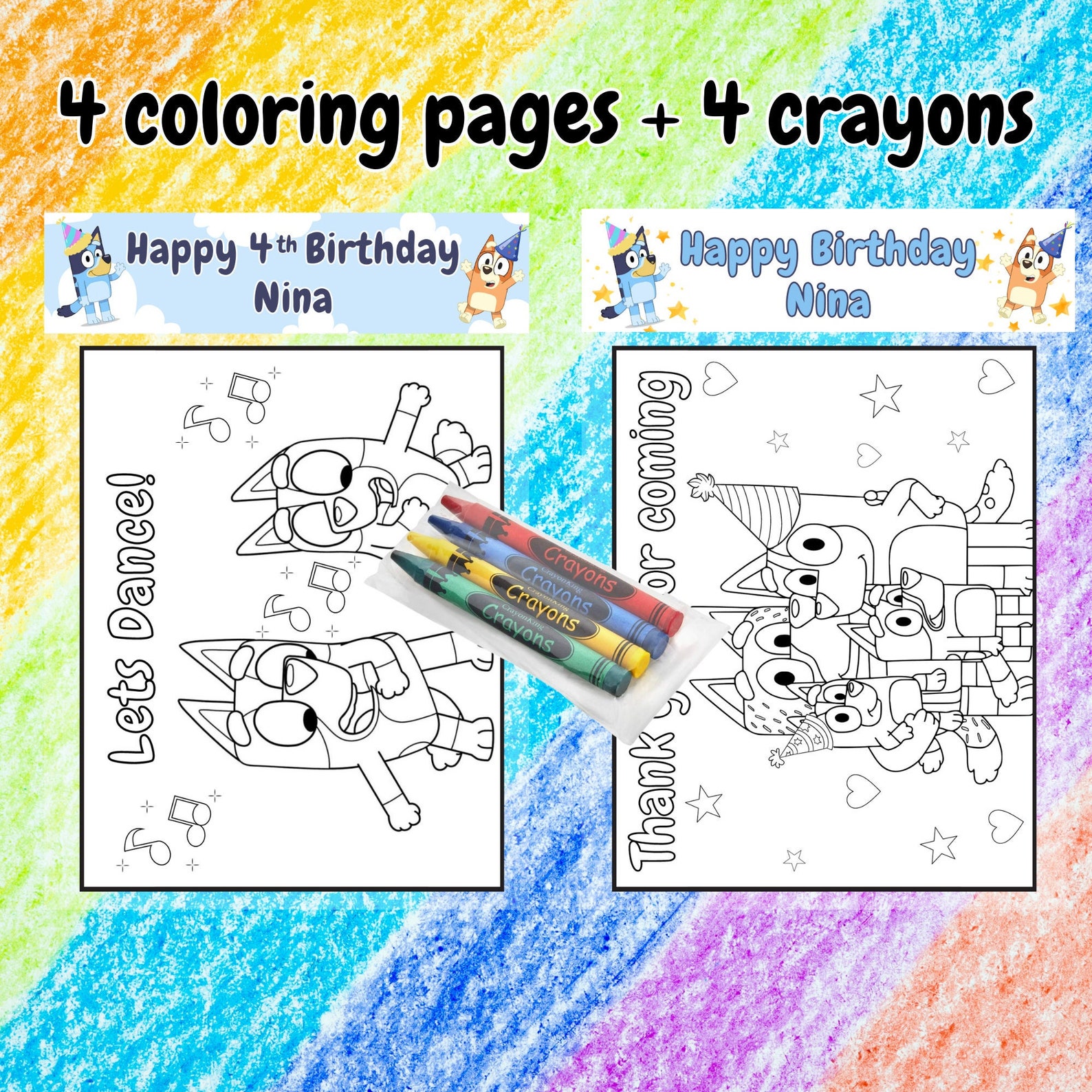 Bluey Birthday Favors, Bluey Bingo Coloring Pages, Bluey Party Favors ...