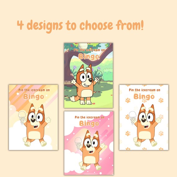 Pin the Tail Bingo, Pin the Icecream, Bluey Party, Bluey Theme, Bluey ...