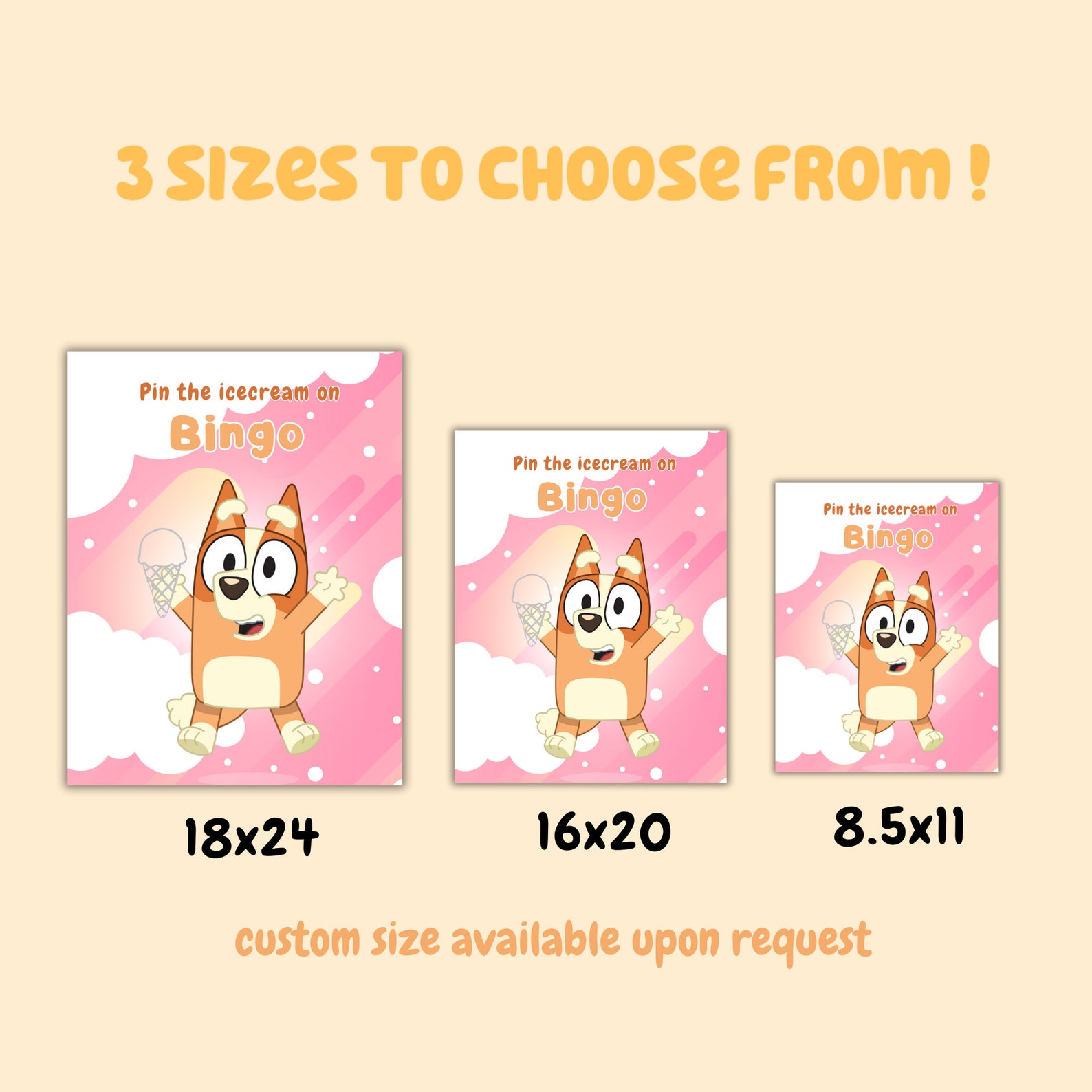 Pin the Tail Bluey, Pin the Icecream, Bluey Party, Bluey Theme, Bluey ...