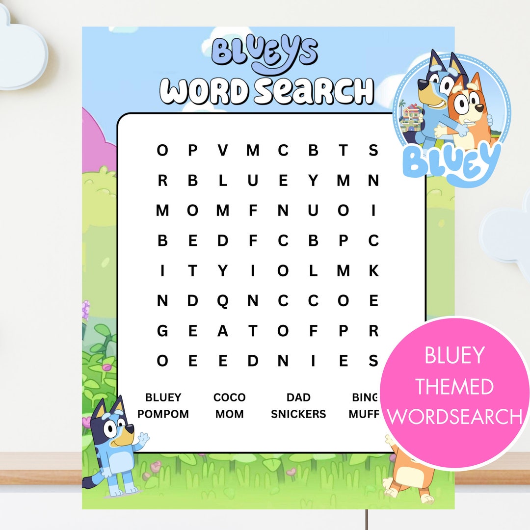Bluey Wordsearch, Bluey Birthday Game, Bluey Birthday Word Search ...