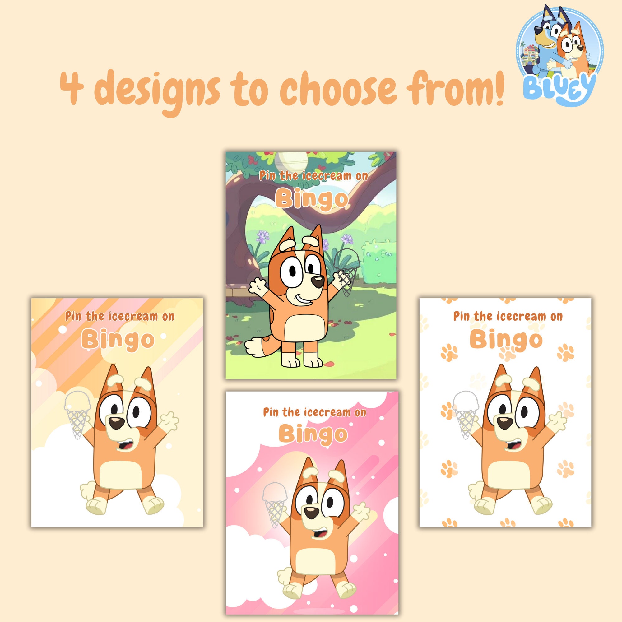 Pin the Tail Bluey, Pin the Icecream, Bluey Party, Bluey Theme, Bluey ...