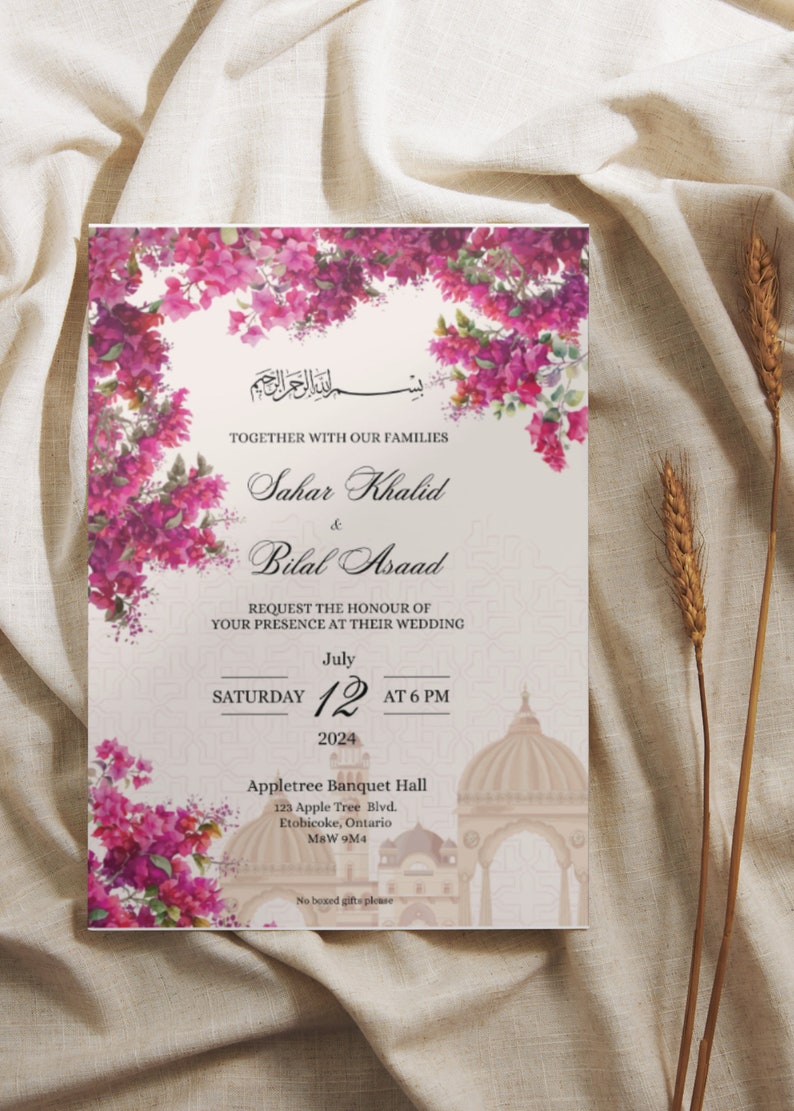 Muslim Wedding Invitation, Islamic Wedding, Digital Nikaah Invite ...