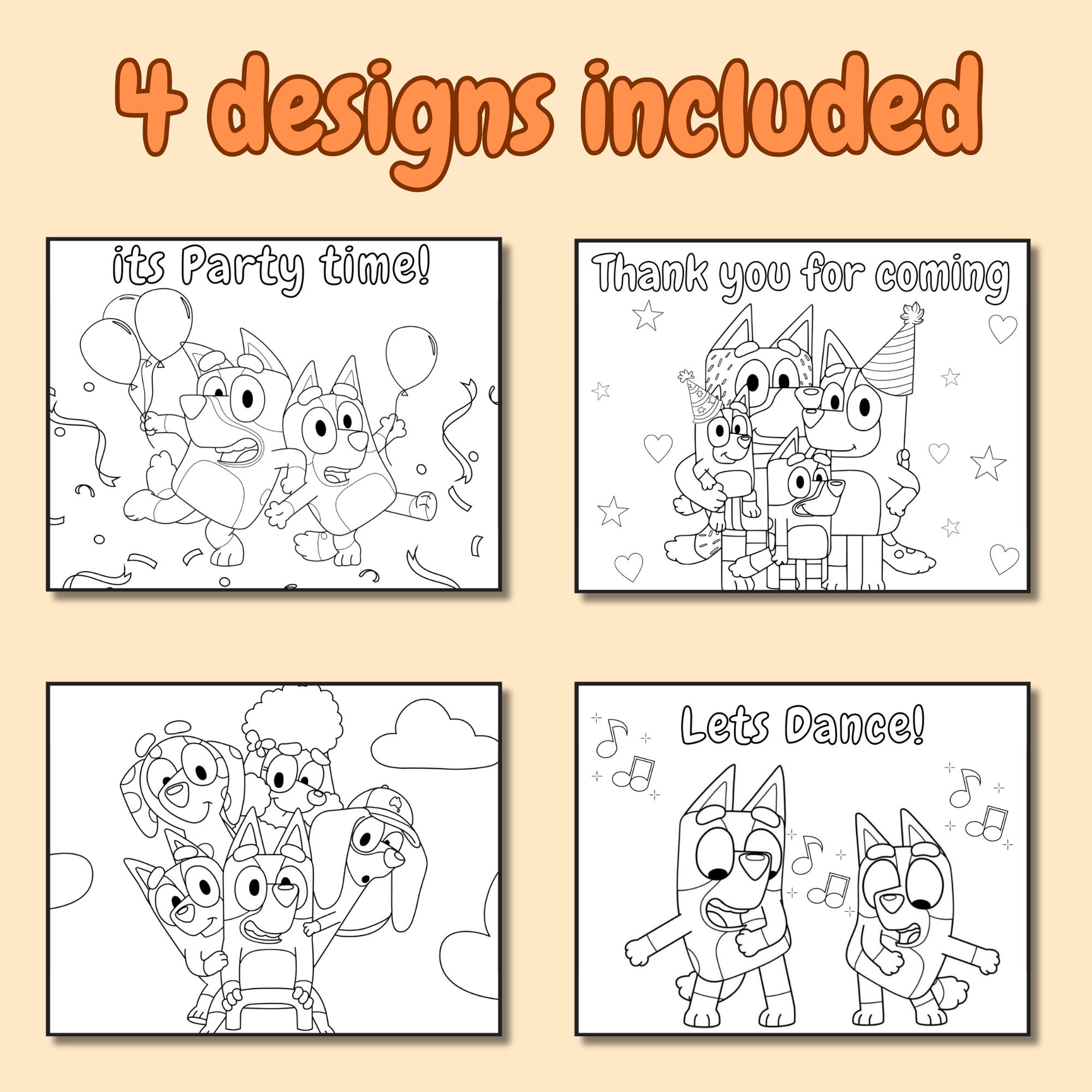 Bluey Birthday Favors, Bluey Bingo Coloring Pages, Bluey Party Favors ...