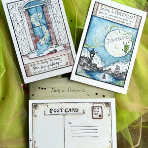 Peter Pan Allusions Watercolor Illustrations Printed Postcards-set of 2 ...