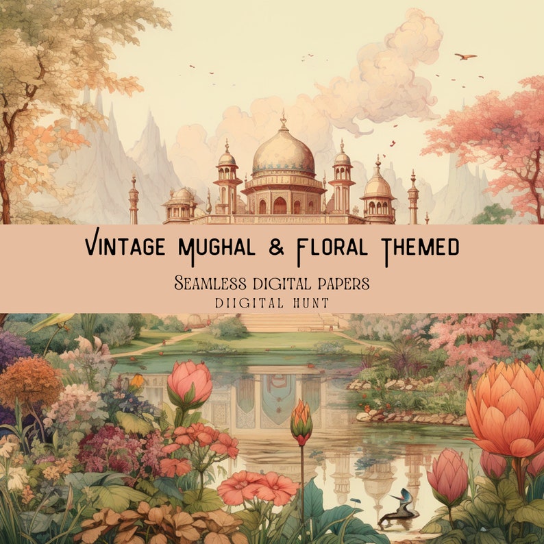 Vintage Mughal and Floral Themed | Seamless Pattern | Vintage Mughal ...