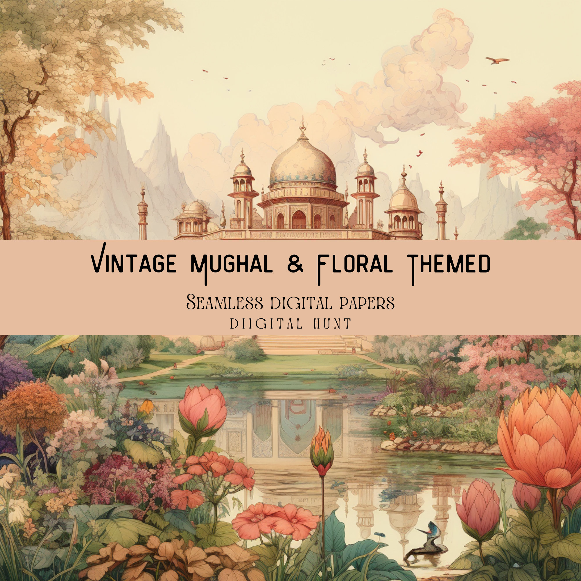 Vintage Mughal and Floral Themed | Seamless Pattern | Vintage Mughal ...