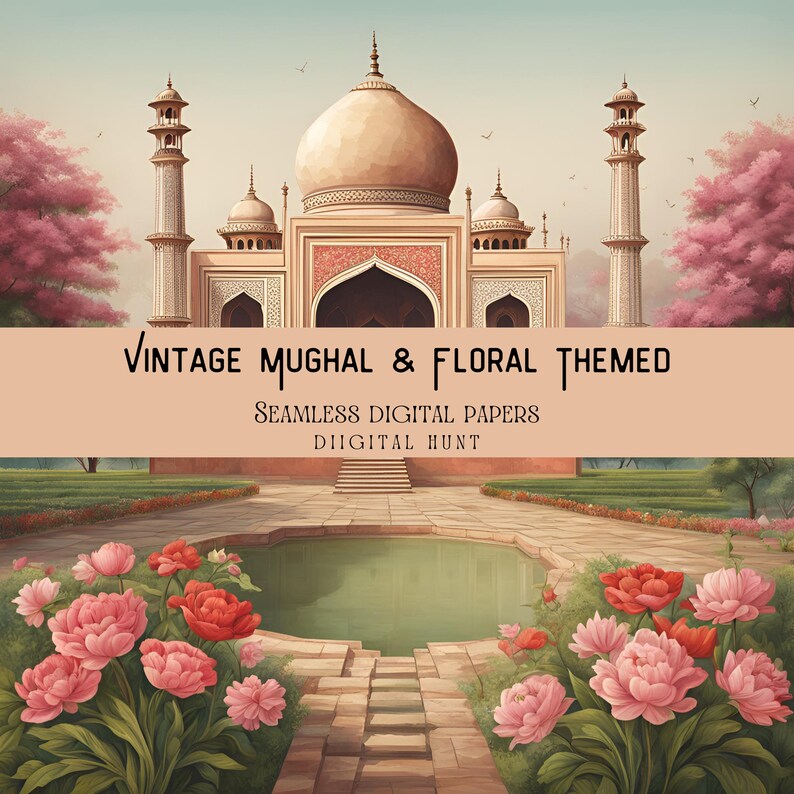 Vintage Mughal and Floral Themed | Seamless Pattern | Vintage Mughal ...
