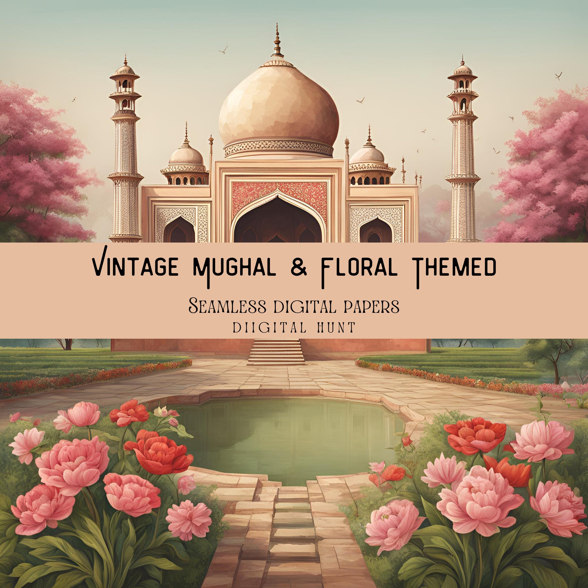 Vintage Mughal and Floral Themed | Seamless Pattern | Vintage Mughal ...