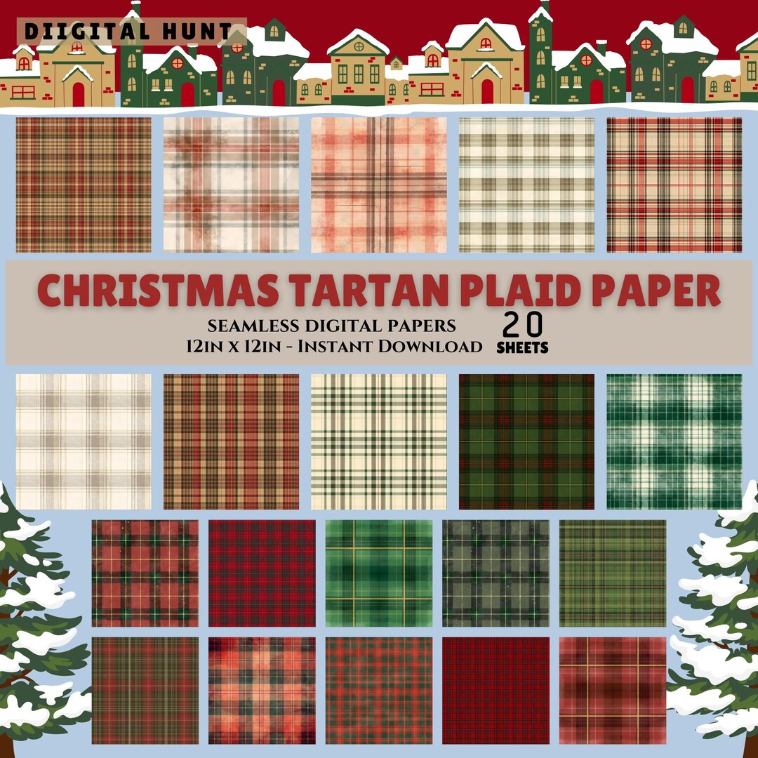 Christmas Tartan Plaid Digital Paper | 20 Seamless Patterns (digital ...