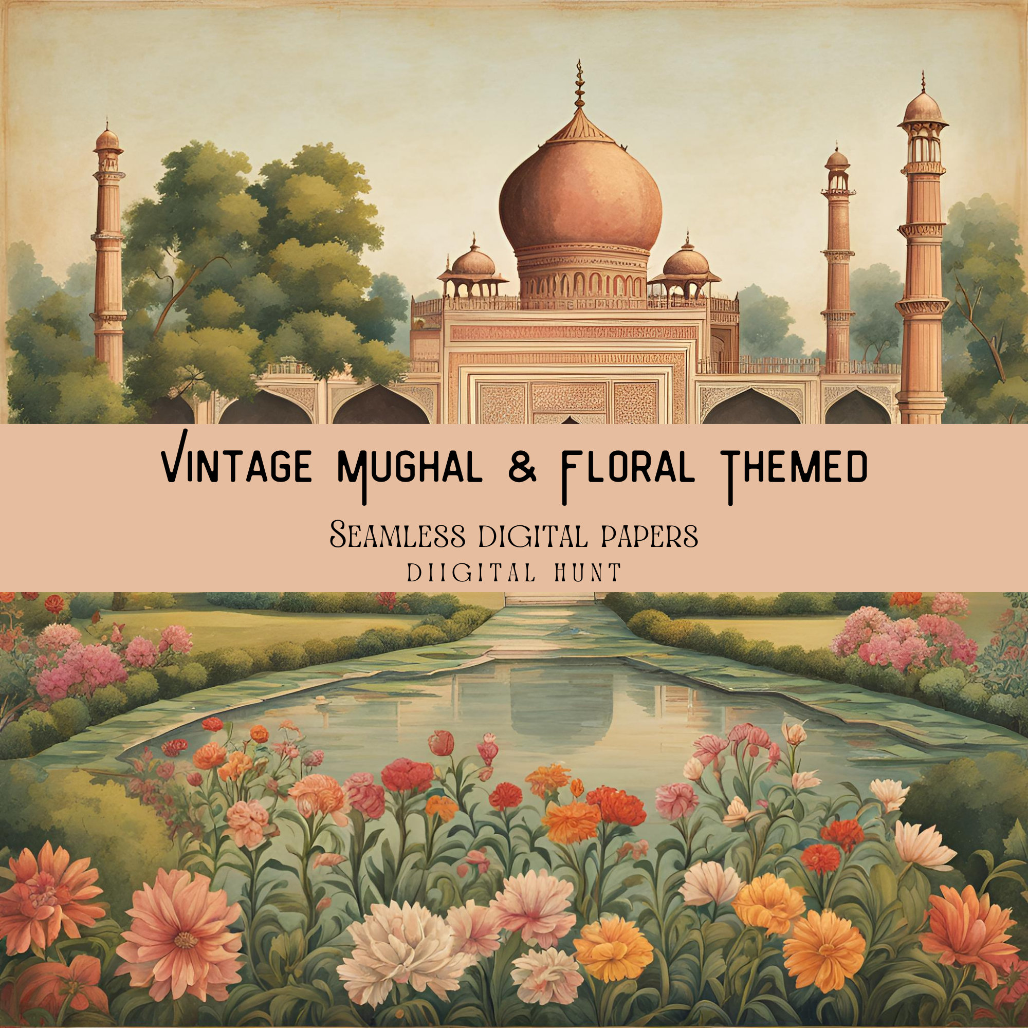 Vintage Mughal and Floral Themed | Seamless Pattern | Vintage Mughal ...