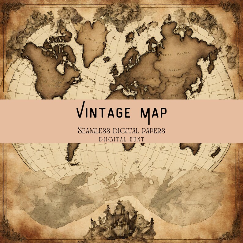 Vintage Old Map Digital Paper Seamless Pattern Vintage Old Paper ...