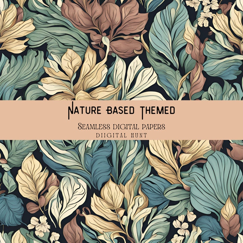 Nature Based Themed | Nature Theme Digital Paper | Seamless Pattern ...