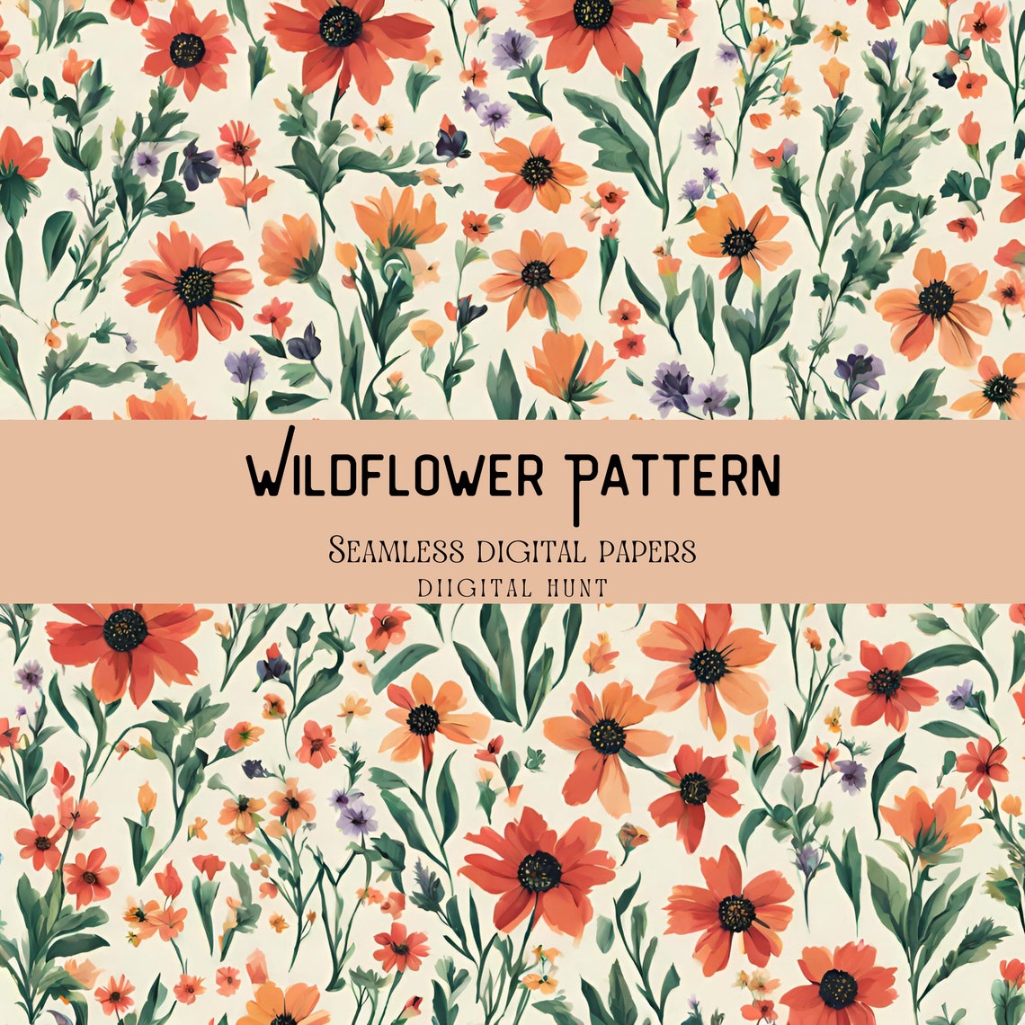 Wildflower Themed Digital Paper Seamless Pattern Wildflower Themed ...