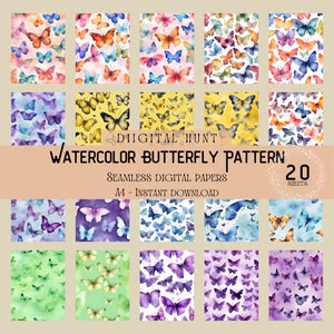 Watercolor Butterfly A4 Size Butterfly Digital Paper Seamless Pattern ...
