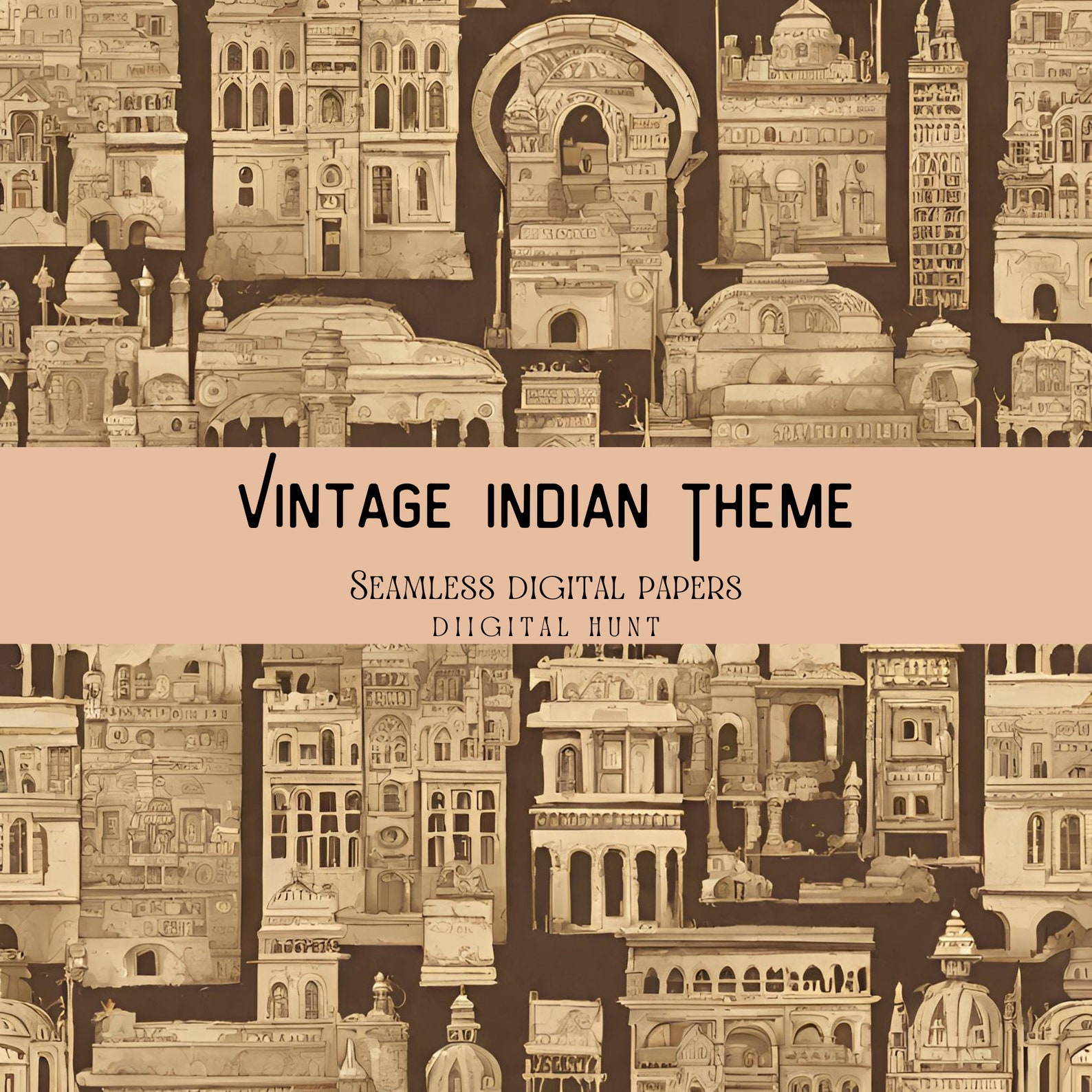 Vintage India Themed A4 Size Seamless Pattern Vintage Scrapbook Digital ...