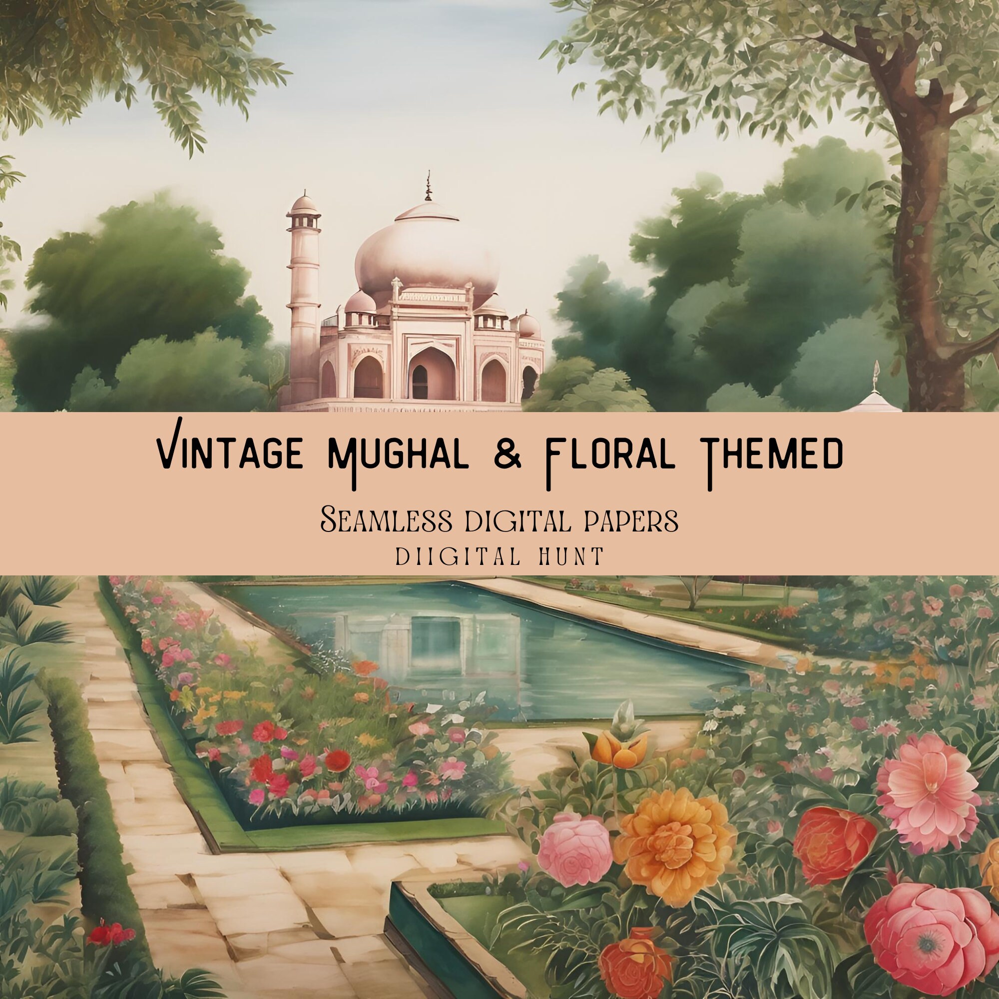 Vintage Mughal and Floral Themed | Seamless Pattern | Vintage Mughal ...
