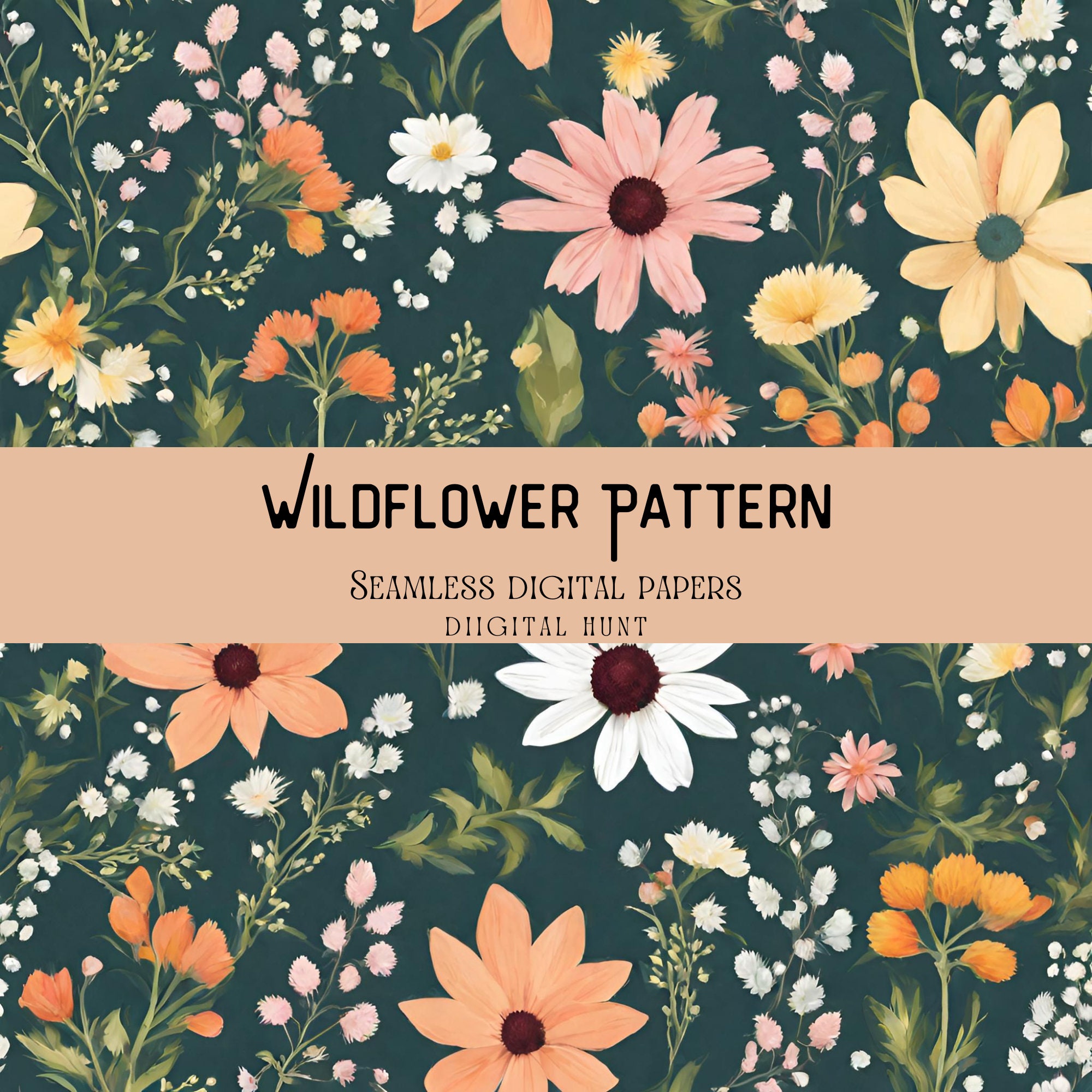 Wildflower Themed Digital Paper Seamless Pattern Wildflower Themed ...