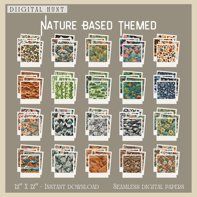 Nature Based Themed | Nature Theme Digital Paper | Seamless Pattern ...