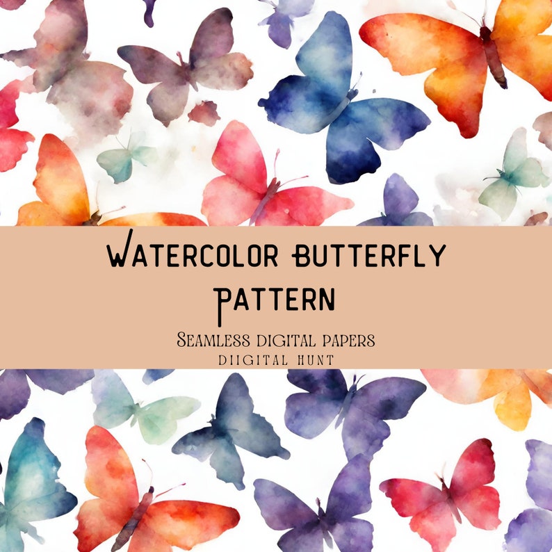 Watercolor Butterfly A4 Size Butterfly Digital Paper Seamless Pattern ...