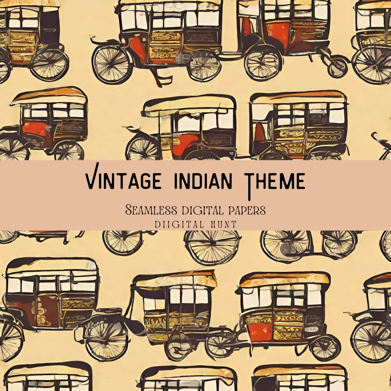 Vintage India Themed A4 Size Seamless Pattern Vintage Scrapbook Digital ...