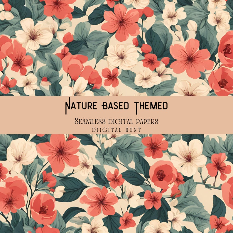 Nature Based Themed | Nature Theme Digital Paper | Seamless Pattern ...