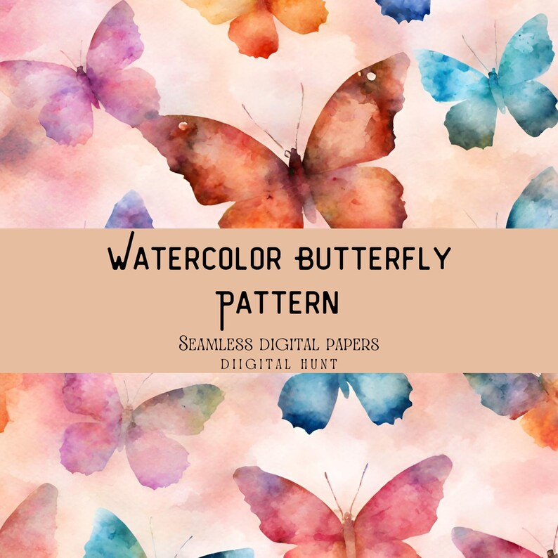 Watercolor Butterfly A4 Size Butterfly Digital Paper Seamless Pattern ...