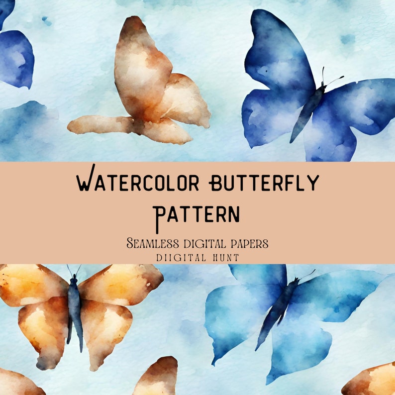 Watercolor Butterfly A4 Size Butterfly Digital Paper Seamless Pattern ...