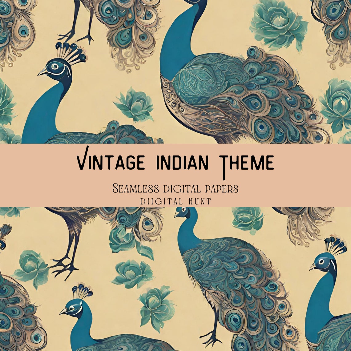 Vintage India Themed A4 Size Seamless Pattern Vintage Scrapbook Digital ...