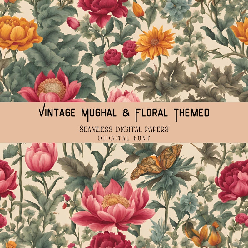 Vintage Mughal and Floral Themed | Seamless Pattern | Vintage Mughal ...