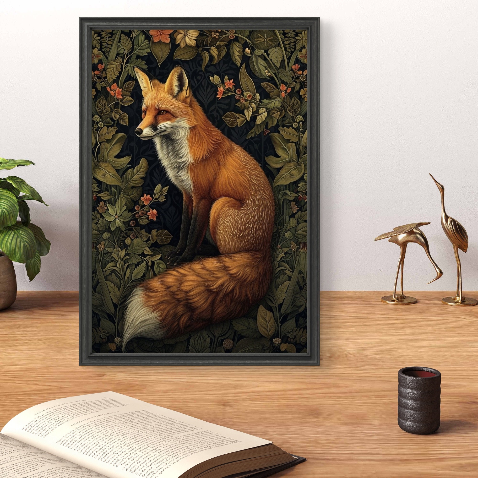 Fox in a Floral Wonderland | Modern Farmhouse | Vintage Botanical Wall Art | Cottagecore Decor ...