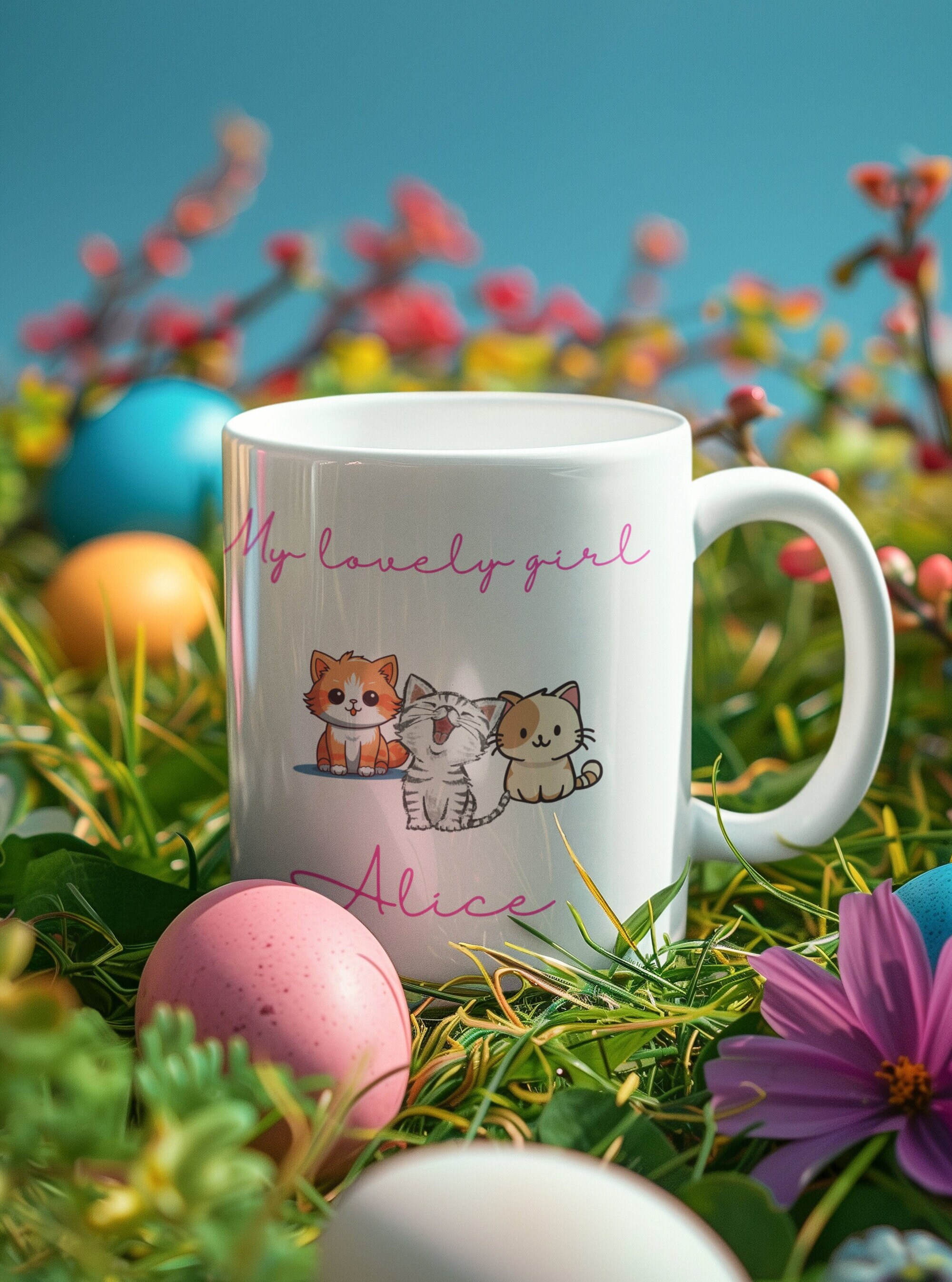 Custom Cute Cats Kids Mug, Kids Birthday Gift, Baptism Gift, Eastern ...