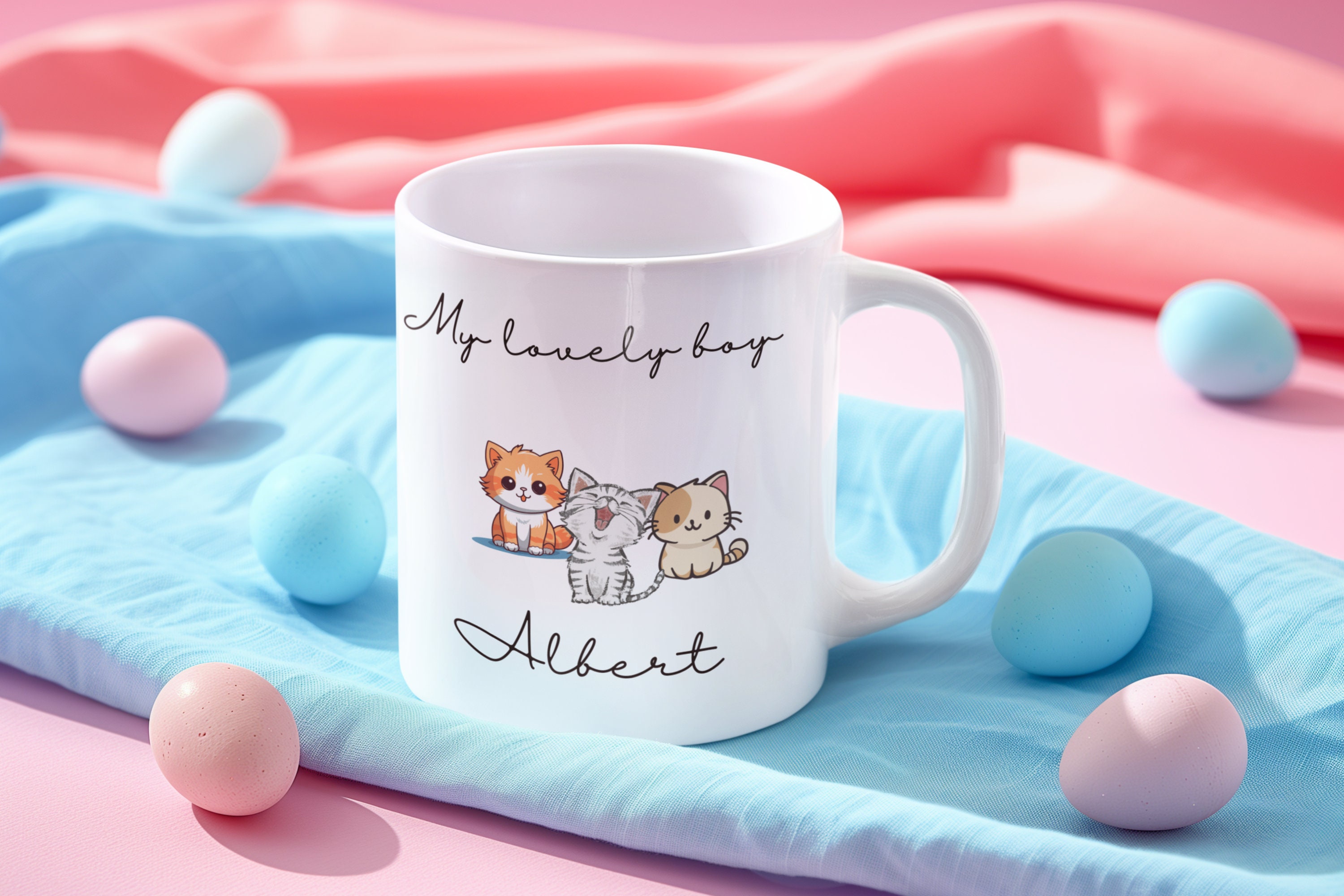 Custom Cute Cats Kids Mug, Kids Birthday Gift, Baptism Gift, Eastern ...