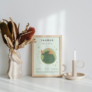 TAURUS Wall Art Zodiac Poster Printable, Taurus Art, Taurus Wall Art ...