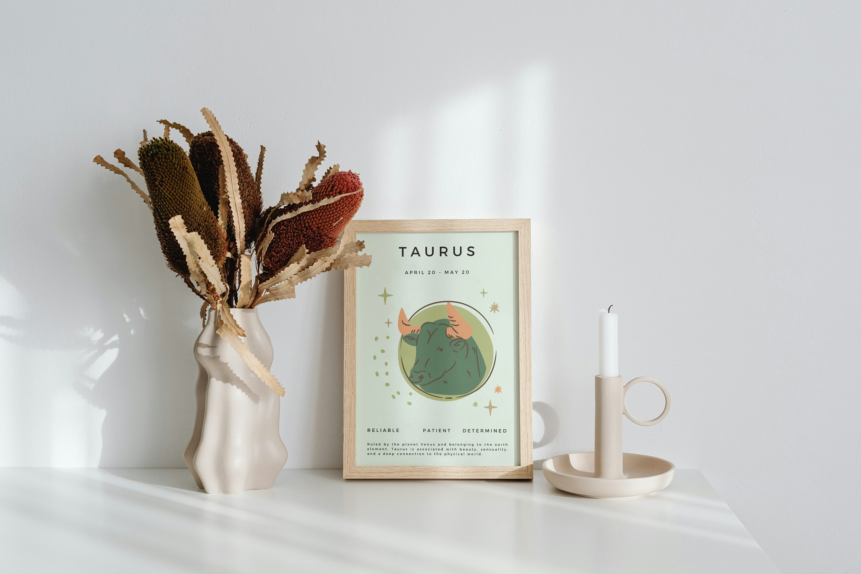 TAURUS Wall Art Zodiac Poster Printable, Taurus Art, Taurus Wall Art ...