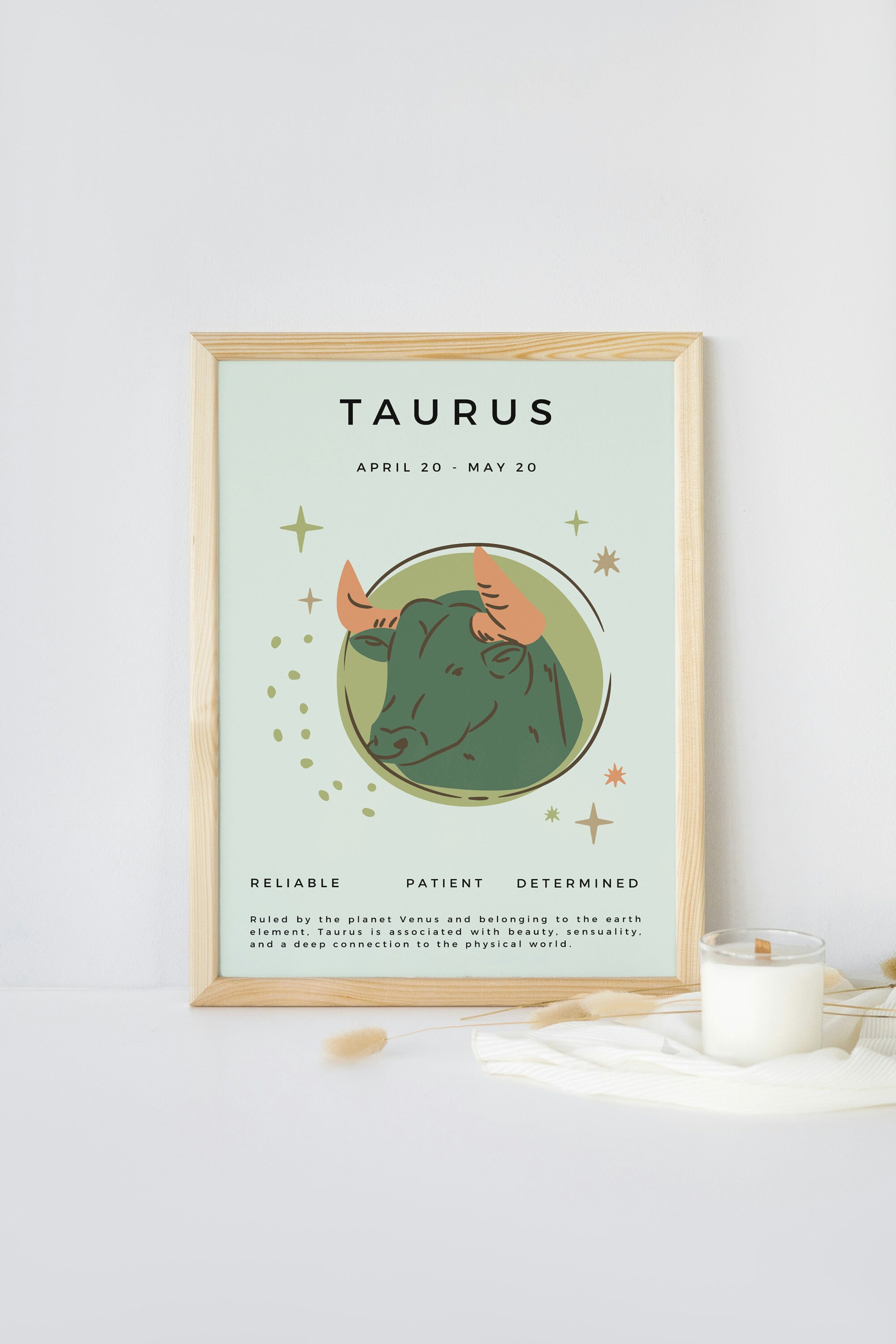 TAURUS Wall Art Zodiac Poster Printable, Taurus Art, Taurus Wall Art ...