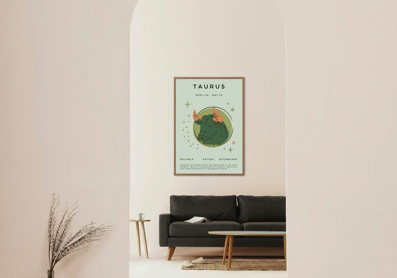 TAURUS Wall Art Zodiac Poster Printable, Taurus Art, Taurus Wall Art ...