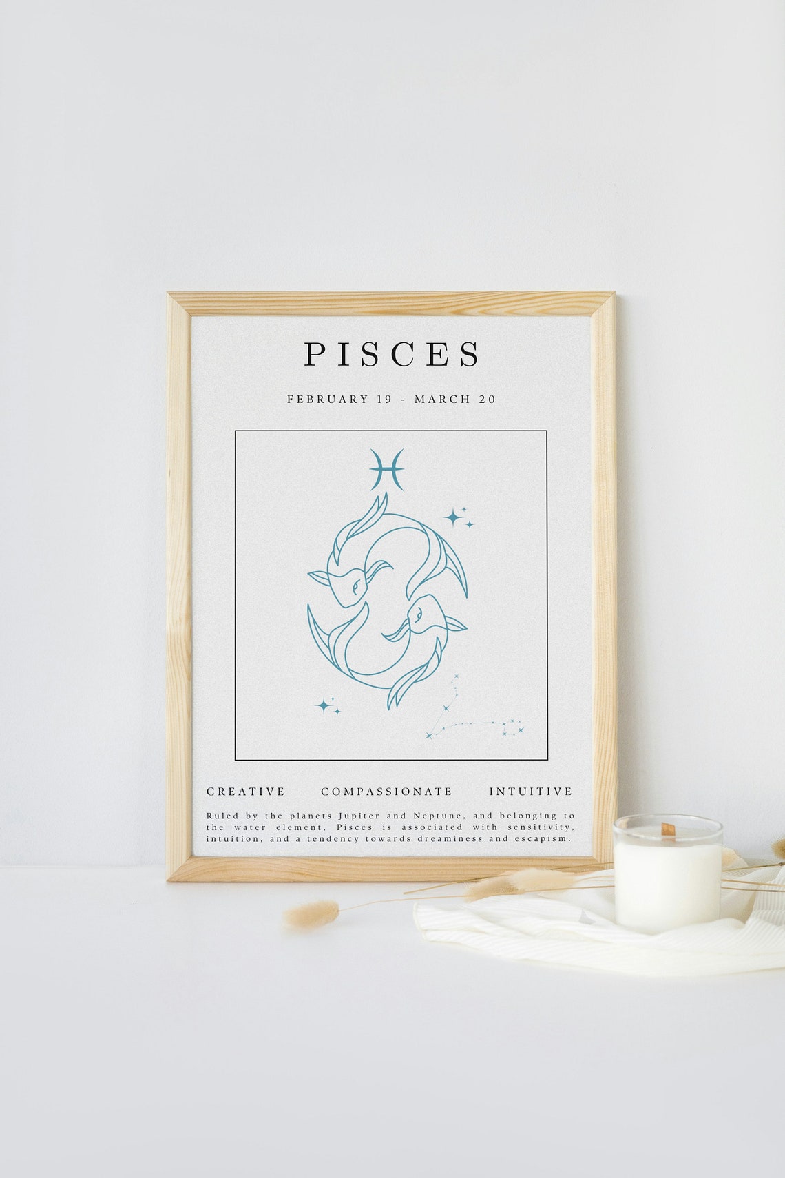 PISCES Wall Art Zodiac Poster Printable, Pisces Art, Pisces Wall Art ...