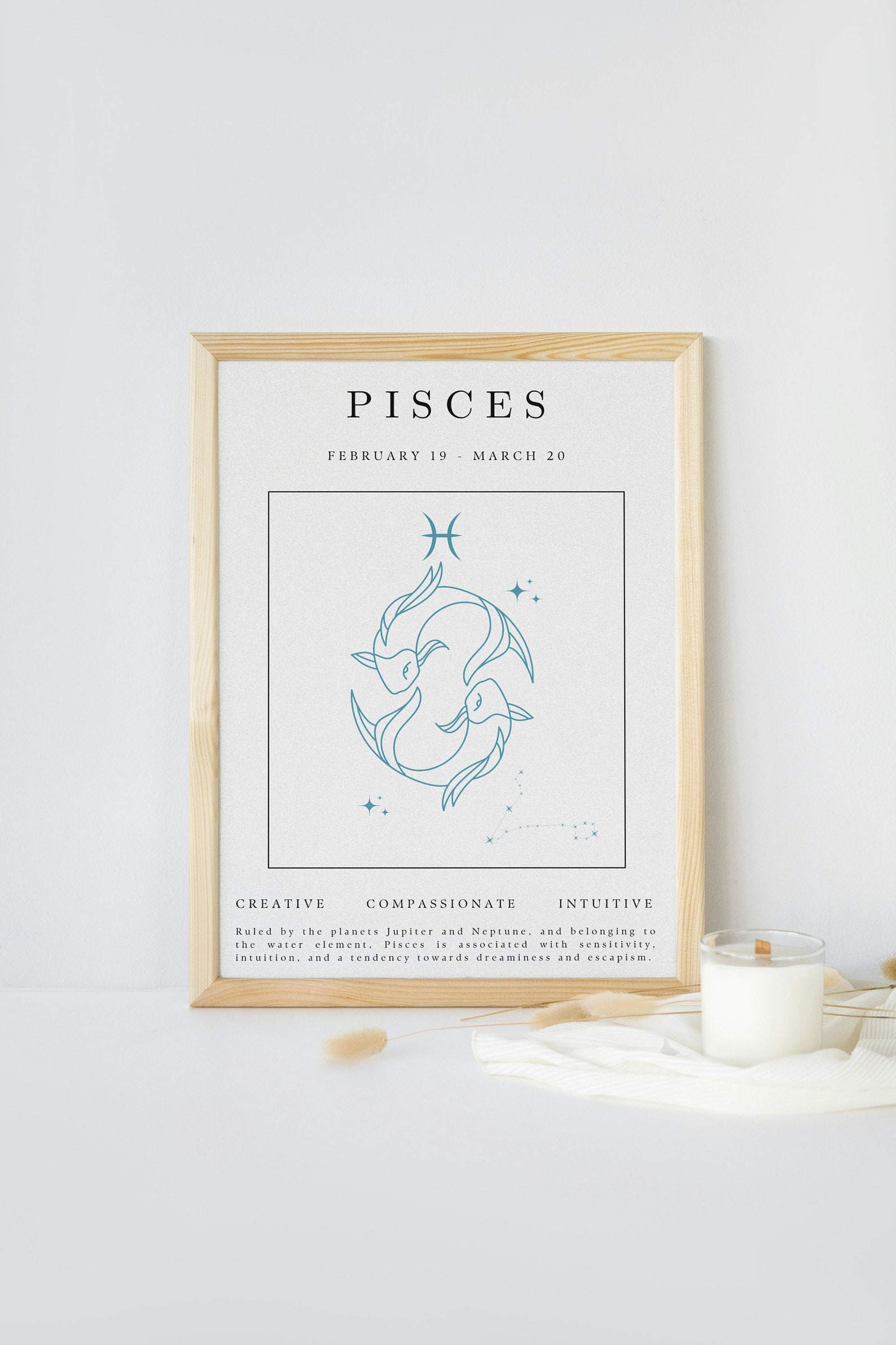 PISCES Wall Art Zodiac Poster Printable, Pisces Art, Pisces Wall Art ...