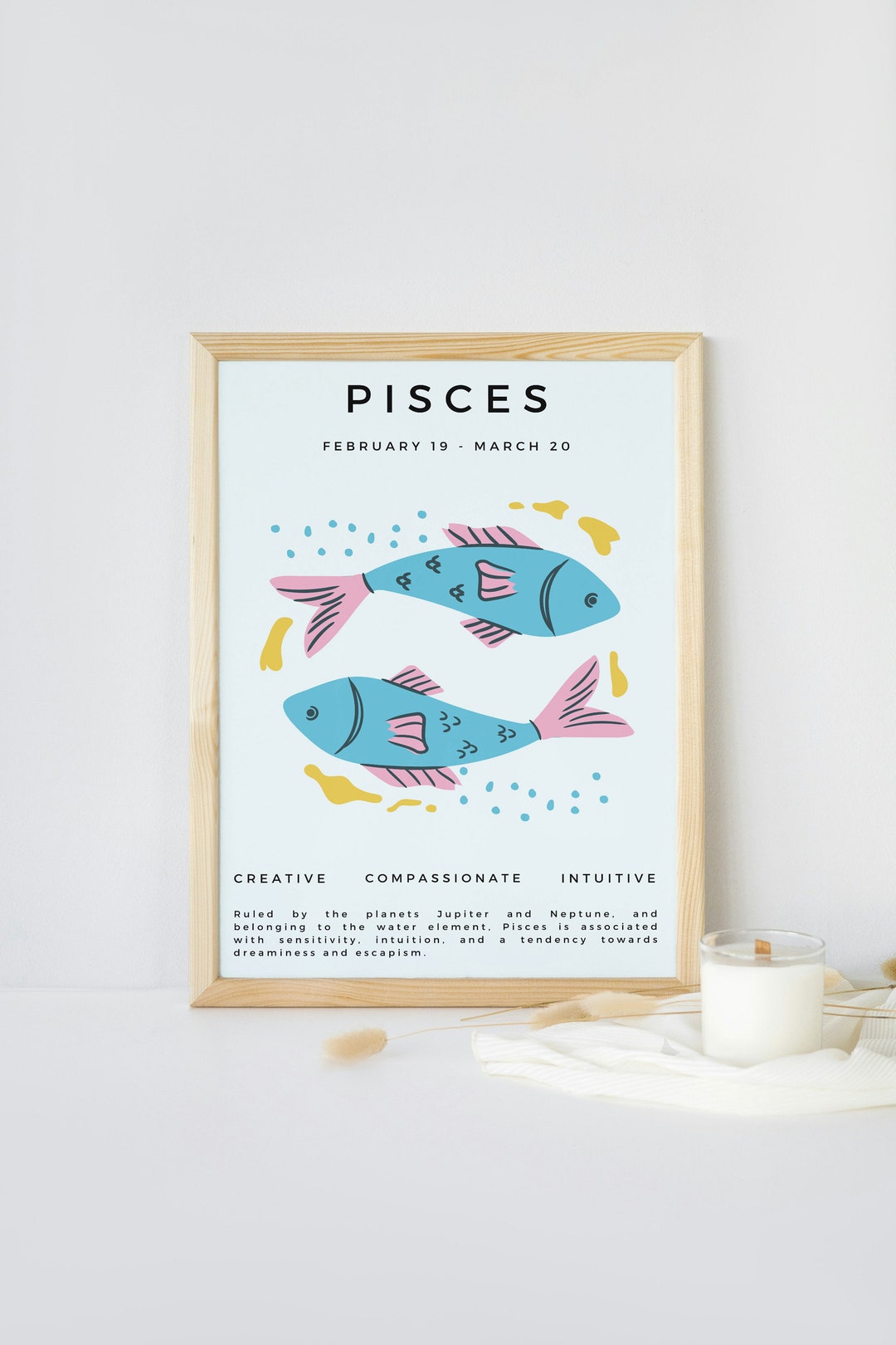 PISCES Wall Art Zodiac Poster Printable, Pisces Art, Pisces Wall Art ...