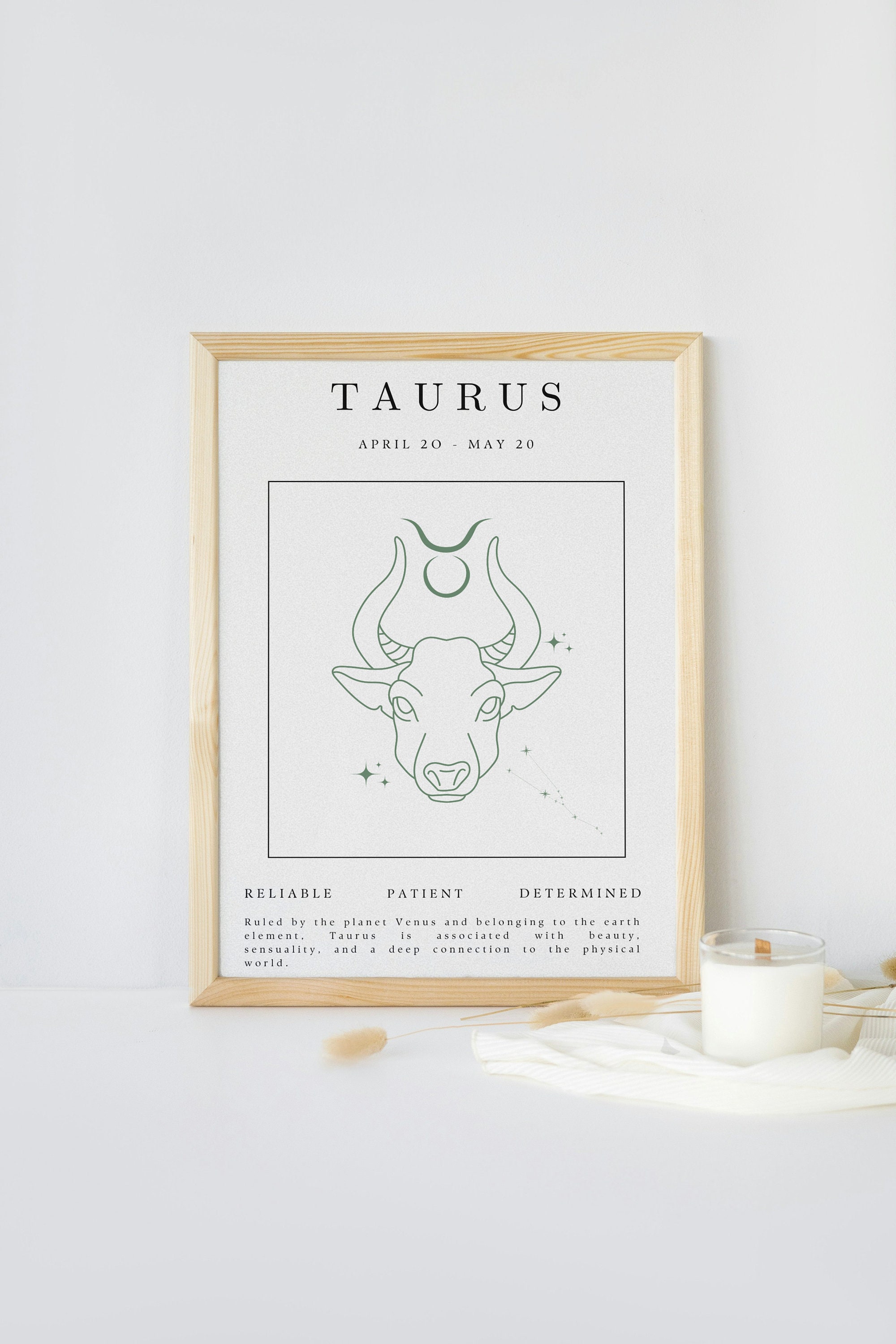 TAURUS Wall Art Zodiac Poster Printable, Taurus Art, Taurus Wall Art ...