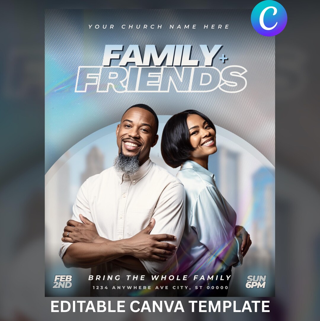 Church Flyer Template | Editable Canva Template | Family and Friends ...