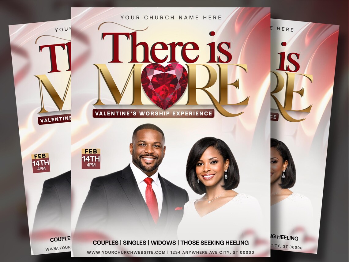 Valentine’s Day Worship Church Flyer Template | Couples Singles ...